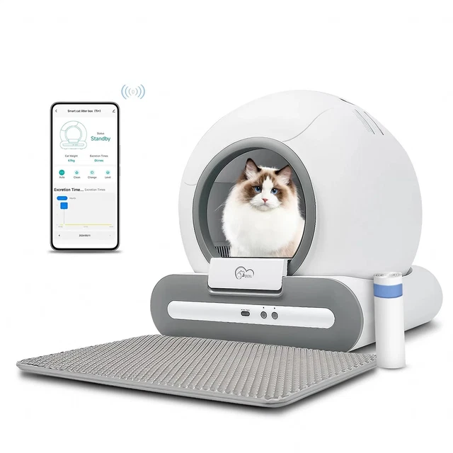 DOEL AUTOMATIC SELF-CLEANING Cat Litter Box 65L APP Control with Cat ...
