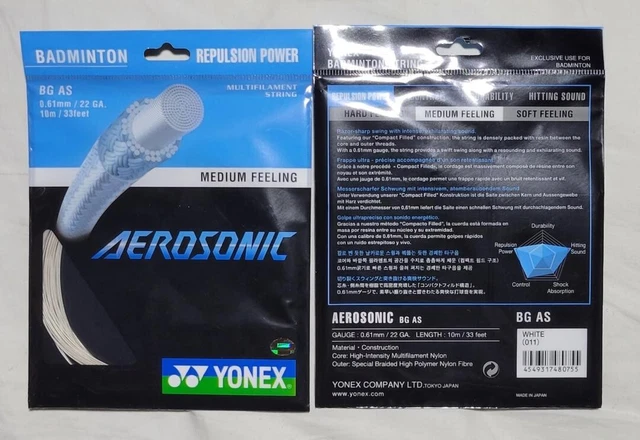 NEW YONEX AEROSONIC pro badminton string 22GA. white 2 sets $36.00 ...
