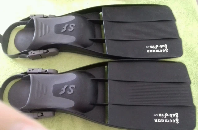 SEEMANN SUB FIN SF7 Fersenbandflossen schwarz gr L Taucher Schnorchler ...