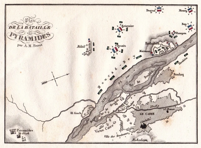 19TH BATTLE PYRAMIDS Egypt Campaign Map Napoleon Bonaparte Egypt 1827 £ ...