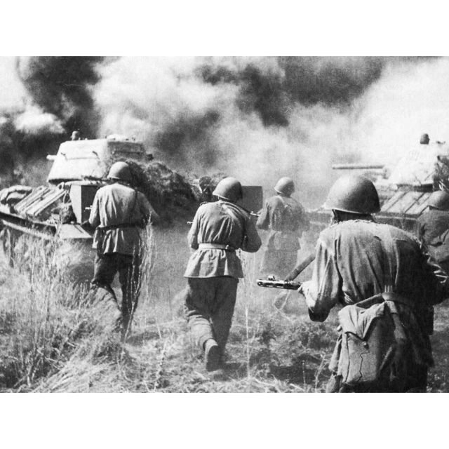 WAR WWII USSR T-34 Tanks Battle Kursk 1943 Photo Huge Wall Art Poster ...