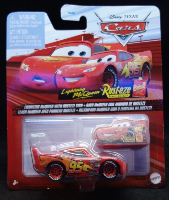 DISNEY PIXAR CARS 1:55 Diecast - Lightning McQUEEN with RUST-EZE Sign ...
