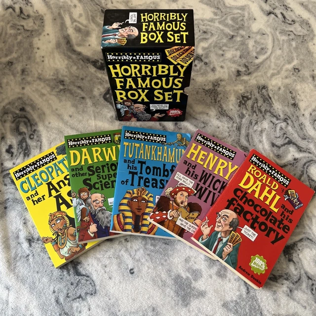 HORRIBLY FAMOUS 5 Books Set Darwin Roald Dahl Henry Viii Cleopatra ...