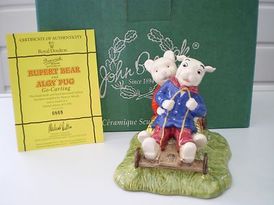 ROYAL DOULTON, BESWICKWARE : Rupert Bear & Algy Pug Go Carting Figure ...