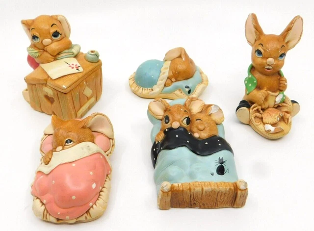 PENDELFIN BUNNY RABBITS Vintage Figures Lot of 5 Nipper Boswell ...