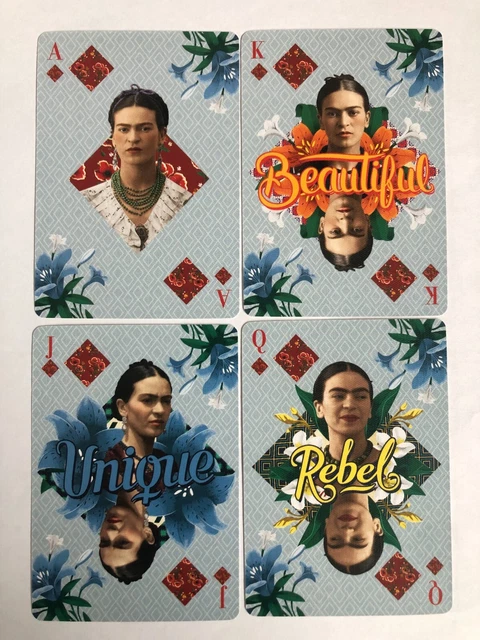 MEXICAN GREAT ARTIST Frida Kahlo Portrait Flowers Swap Playing Cards ...