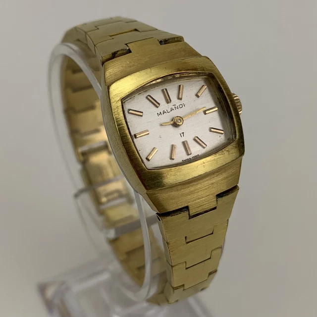 VINTAGE LADIES WATCH Waltham Malandi 1970’s TV Integrated Bracelet 10K ...