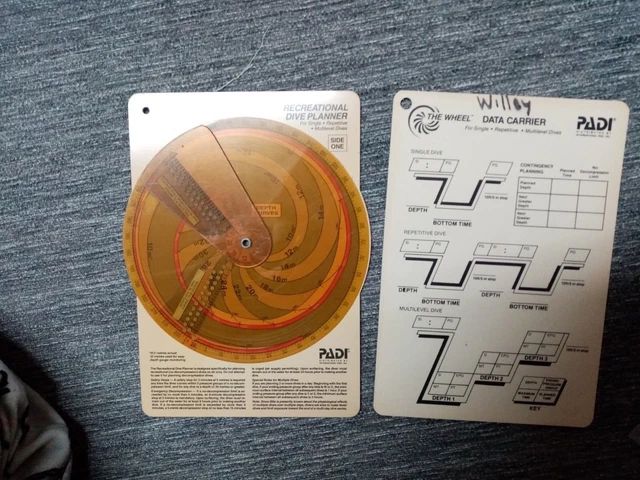 VINTAGE ITEM! RECREATIONAL Dive Planner "The Wheel" for scuba PADI $20. ...