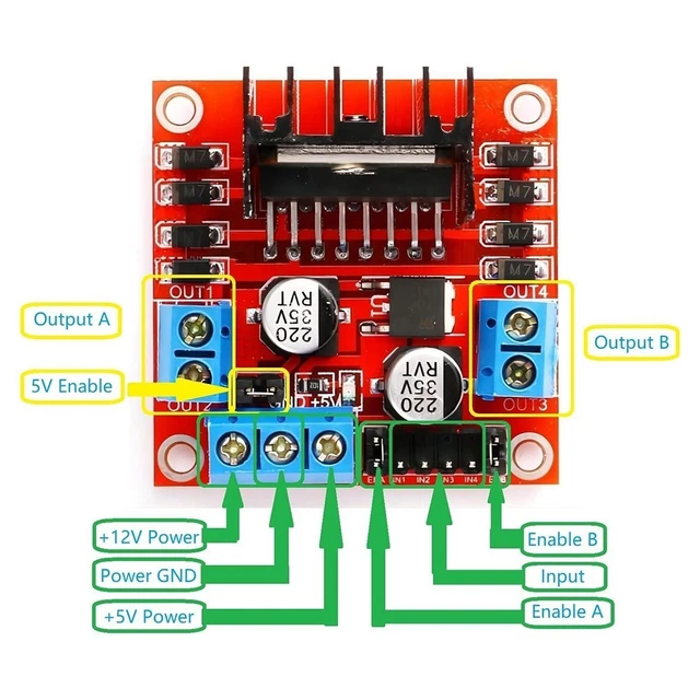 FOR L298N MOTOR Driver Board with Continuous Current Protection ...