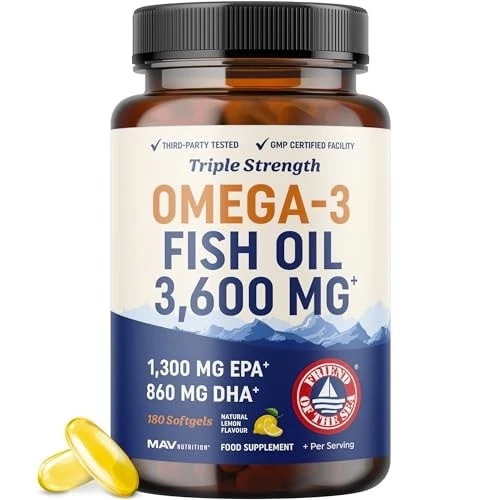 TRIPLE STRENGTH 3 Fish Oil 3600 mg EPA & DHA Over 2100mg -3 Fatty Acids ...