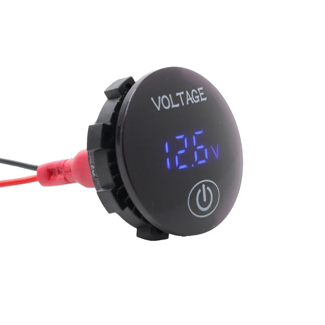 12V VOLTMETER VOLTAGE Battery Display Blue LED w/ On Off Switch Camper ...