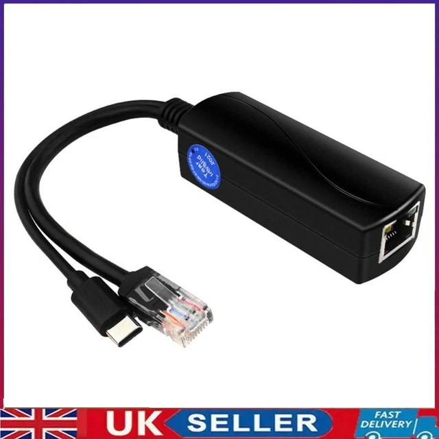 TYPE C POE Splitter 5V/4A PoE Splitter 48V To 5V 4A Micro USB Adapter ...