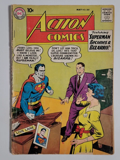 ACTION COMICS #264 (Fr/Gd) 1960 "Superman Diventa Un Bizarro!" Argento ...