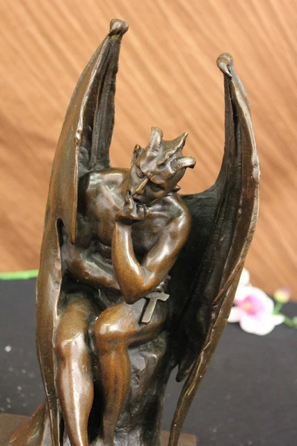 SATANIC BRONZE METAL Statue Sculpture of Devil Lucifer Satan Winged ...