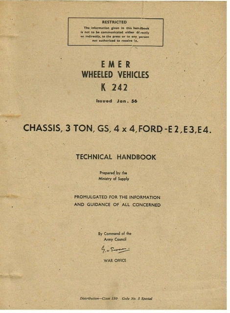 FORD E2 E3 E4 3-Ton Gs 4X4 Truck Original 1956 Maintenance & Repair ...