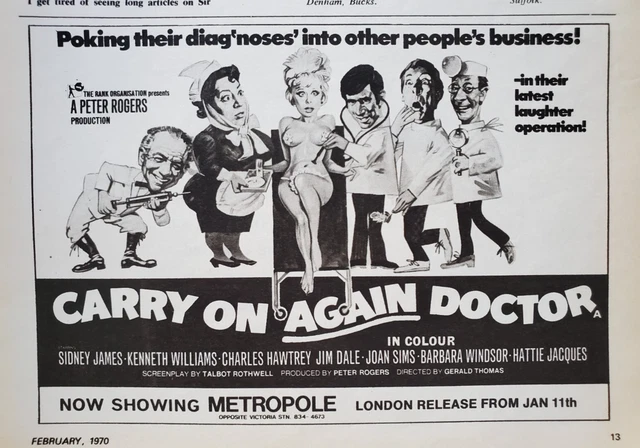 PHOTOPLAY FEB 1970 Caine, Bergen, Connery, Doris, Carry On Ad, Hello ...