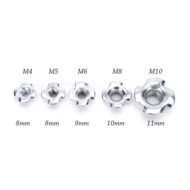 10X M4/M5/M6/M8/M10 FOUR Prong Furniture T Nut Inserts For Wood Zinc Plated H.BY £1.81 - PicClick UK