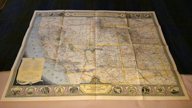 VINTAGE 1940 MAP of Southwestern United States from National Geographic ...