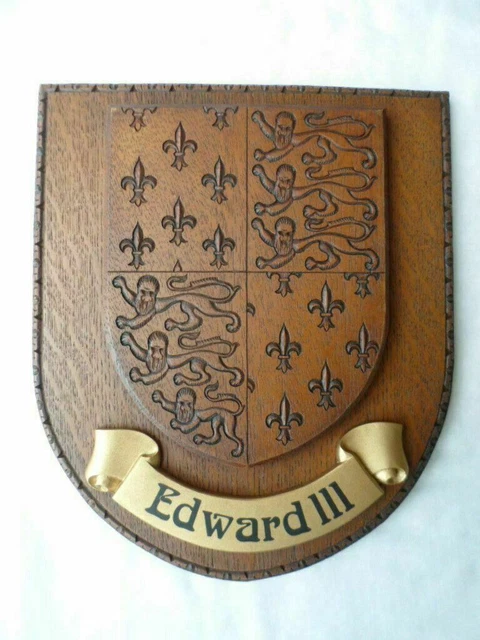 COAT OF ARMS King Edward III Heraldry British Royal Crest Wall Plaque ...