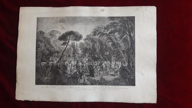 GRAVURE ANCIENNE XVIII-XIXIÈME d'après WATTEAU "LA MARIEE DE VILAGE" EUR 10,00 - PicClick FR