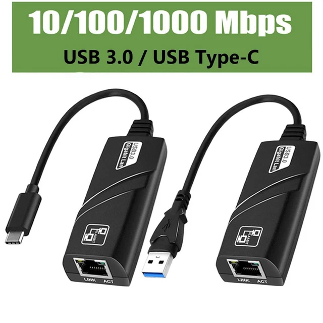 10/100/1000MBPS ETHERNET ADAPTER Type-C to RJ45 Network Card USB 3.0 To ...
