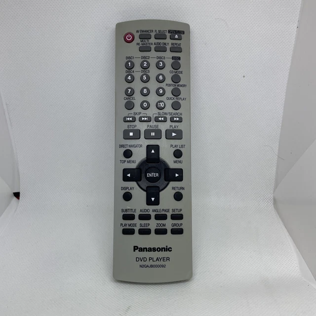 GENUINE OEM PANASONIC DVD Player Remote Control N2QAJB000092 IR TESTED ...