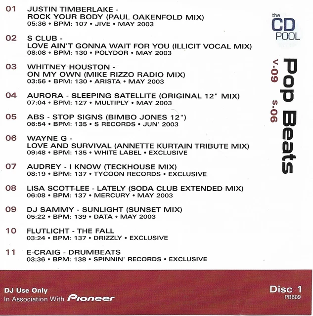 POP BEATS S6 Vol 9-2xCD -CD POOL Girls Aloud/Fragma/Justin Timberlake/S ...