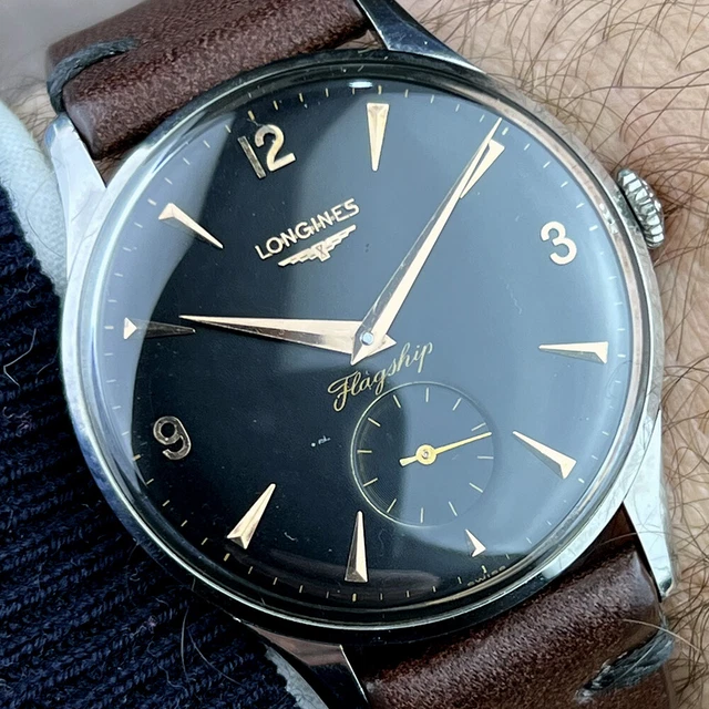 🎁 LONGINES FLAGSHIP Cal.30L Edelstahl Jumbo Herrenuhr ca.60er Jahre 🎁 ...