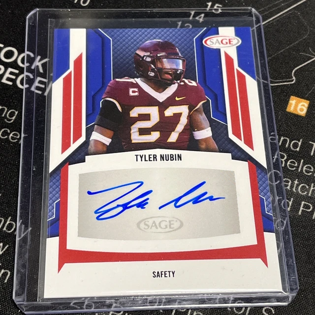 TYLER NUBIN 2024 Sage Red Parallel NFL Draft Prospect Auto # A-TN ...