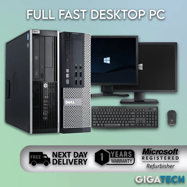 FULL FAST CHEAP Desktop Computer PC Bundle DELL/HP +Windows 10 +WiFi ...