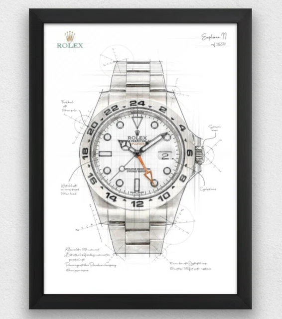 ROLEX SUBMARINER DISEGNO tecnico illustrazione opera d'arte - 5 modelli ...