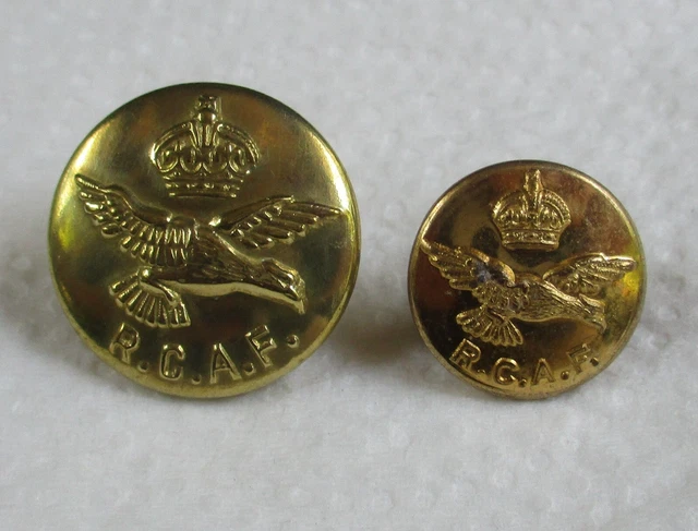 2X RCAF:&ROYAL CANADIAN AIR FORCE BRASS BUTTONS" (23mm-17mm, WW2 Period ...