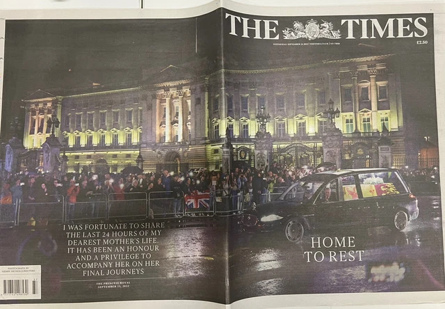 THE TIMES NEWSPAPER Queen Elizabeth’s Death September 14th 2022 EUR 12 ...