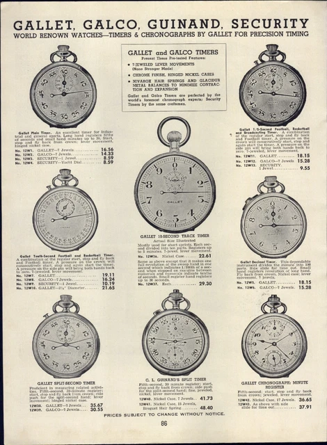 1950 PAPER AD Gallet Guinand Timer Chronograph Watch Schick Shaver ...