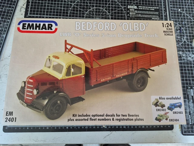 EMHAR 1/24 SCALE Bedford Model Kit OLBD LWB Dropside Truck BR/BSR £31. ...