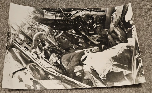 WW2 ORIGINAL BIG Photo Crashed Aircraft Smashed Cockpit Dead Crewman ...