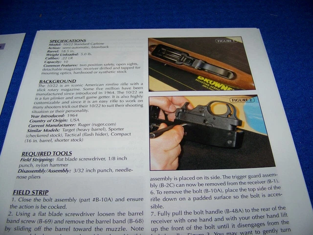 RUGER 10/22 CARBINE..ASSEMBLY & Exploded View/Legend (993Cc) £10.42 ...