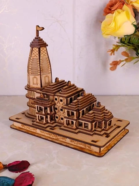 SHREE RAM MANDIR Ayodhya 3D Wooden Temple Model (4 X 2 Inches) EUR 46 ...
