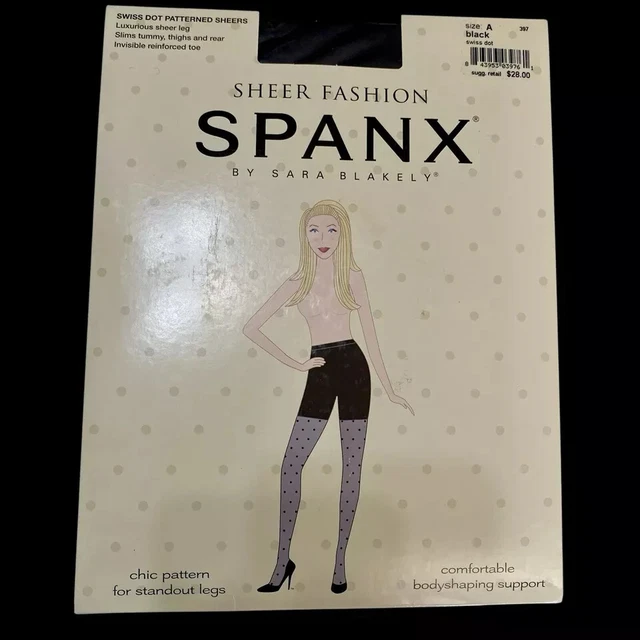 SPANX SARA BLAKELY Sheers Shaper Pantyhose Swiss Dot Sz A Black Style ...