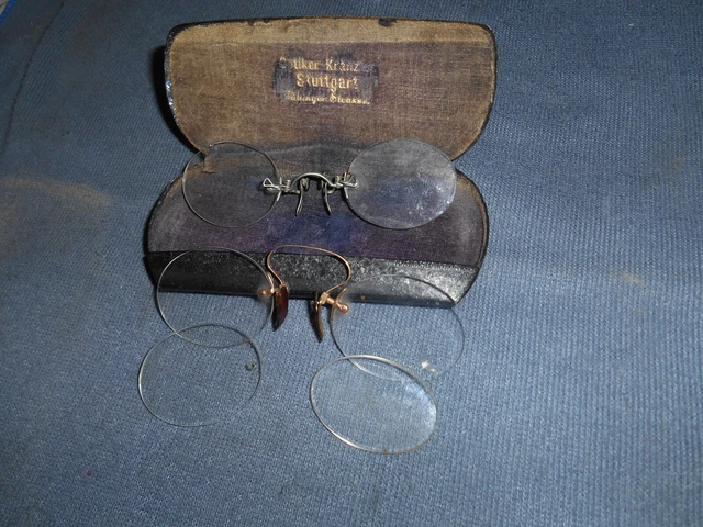 ANTIKE KNEIFER BRILLE Zwicker 2 X mit Original Etui um 1900 für Sammler ...