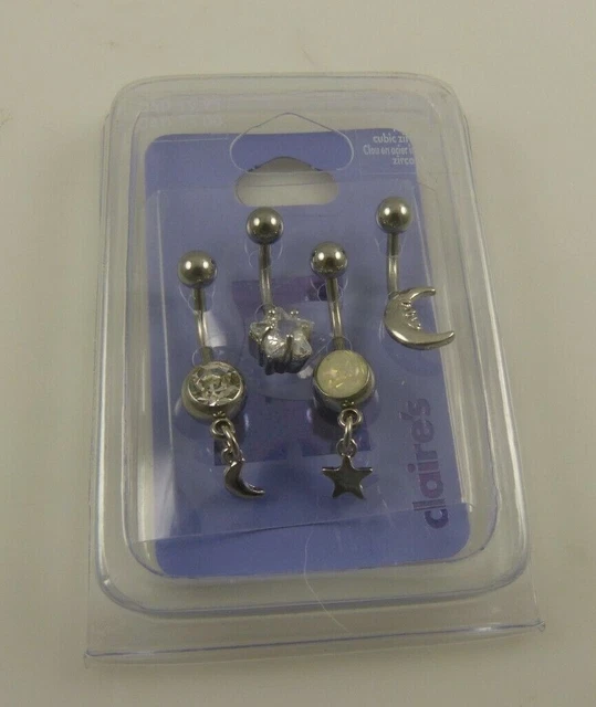 BODY JEWELRY BELLY button naval ring piercing navel celestial moon ...
