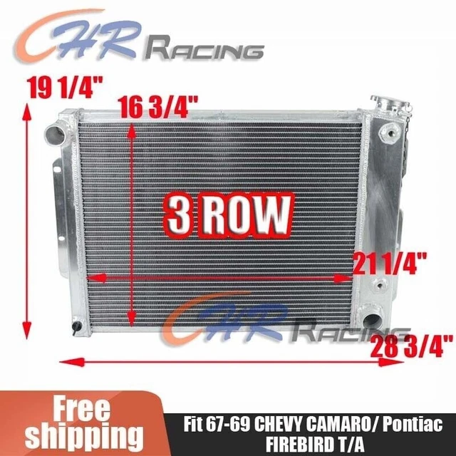 3 ROW ALUMINUM Radiator For 1967-1969 Chevy Camaro/Firebird Small Block ...