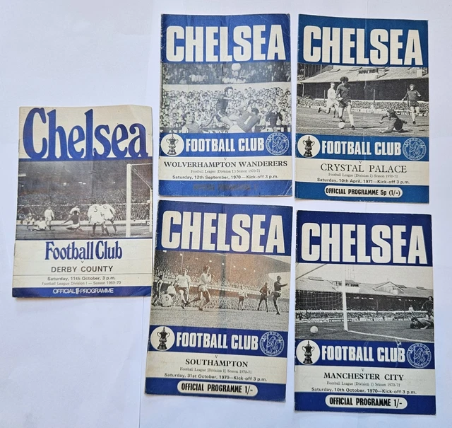 CHELSEA PROGRAMMES 1969-71 v Derby, Palace, Wolves, Saints, Man City £4 ...