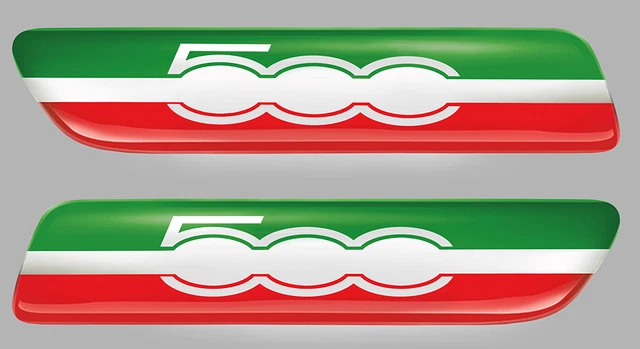 2 X LOGOS POUR FIAT 500 ITALIE RACING 17cmX3,5cm AUTOCOLLANT STICKER ...