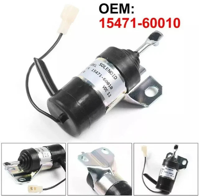 STOP SOLENOID 15471-60010 Fuel Shut Off Valve For Kubota Engine 12V ...