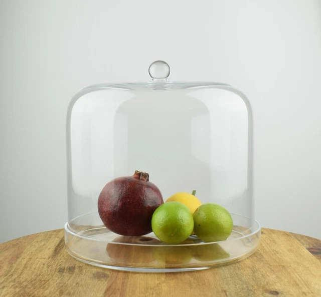 MAIN VERRE PRÉSENTATION Housse Cloche Dôme Grand 24 CM avec Plaque Ø 25 ...
