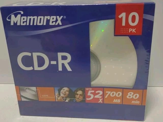 MEMOREX CD-R 10 Pack Recordable Compact Disc Multi Speed 700 MB 80 ...