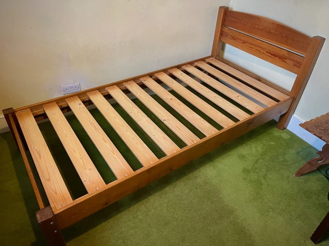 PINE SINGLE BED frame with mattress £20.46 - PicClick UK
