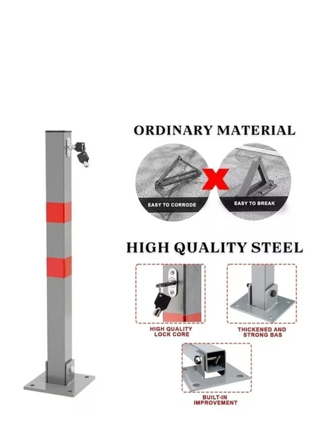 PARKING BOLLARD LOCKABLE Folding Barrier Security Post Driveway Car ...