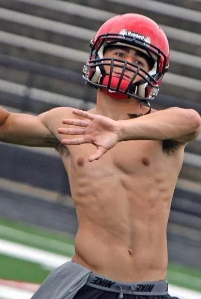 Shirtless Male Muscular Beefcake Jock Football Hunk Muscle Dude Photo